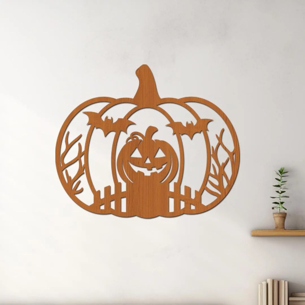 dřevo života Halloween dekorace na zeď - dýně Zvolte rozměr (cm): 16x20, Zvolte barvu dekoru: Černá