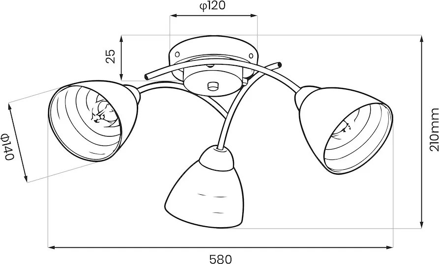 Stropní svítidlo Clara, 3x bílé skleněné stínítko, g