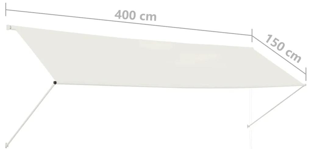 vidaXL Zatahovací markýza krémová 400 x 150 cm