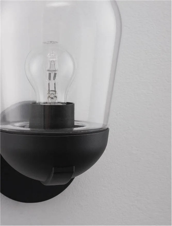 NV 9060194 Venkovní nástěnné svítidlo OMIKA tmavě šedý hliník a čiré sklo E27 1x12W 220-240V bez žárovky IP54 - NOVA LUCE