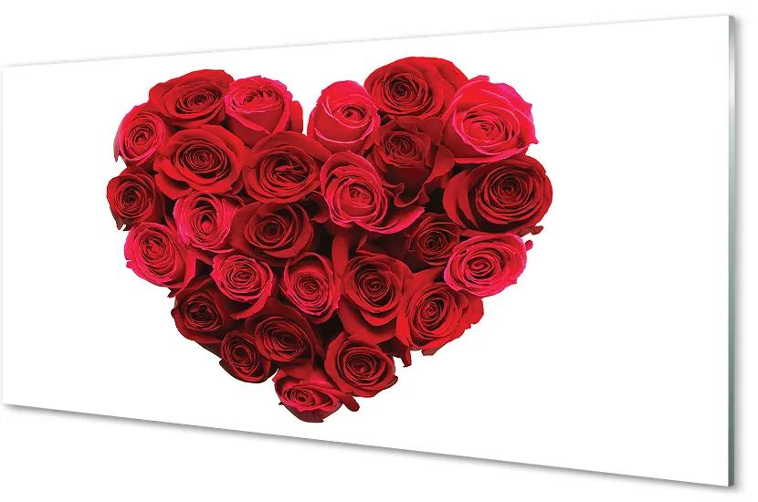 Obraz na skle Srdce z růží 100x50 cm