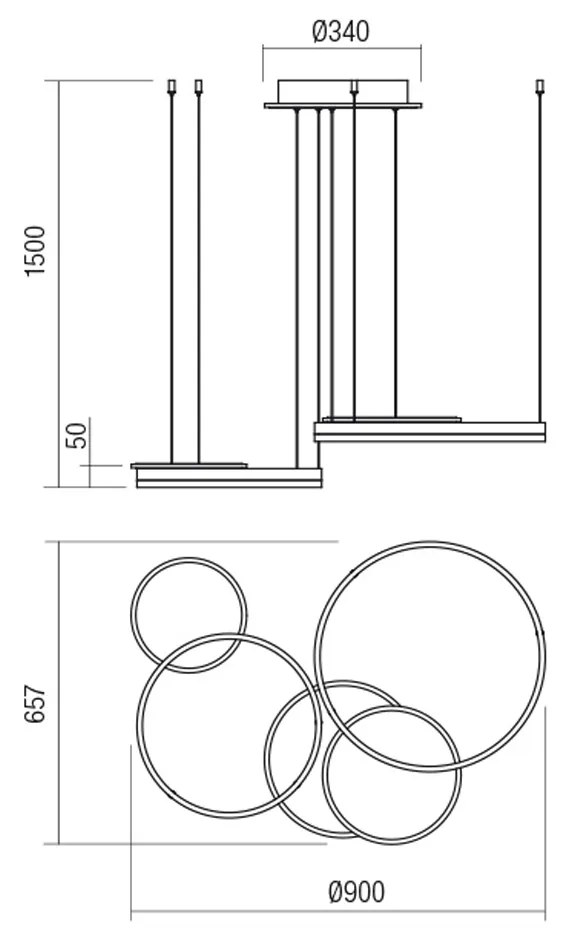 Redo 01-2606 závěsné LED svítidlo stmívatelné Sigua matně zlaté, 99W, 3000K, ø90cm