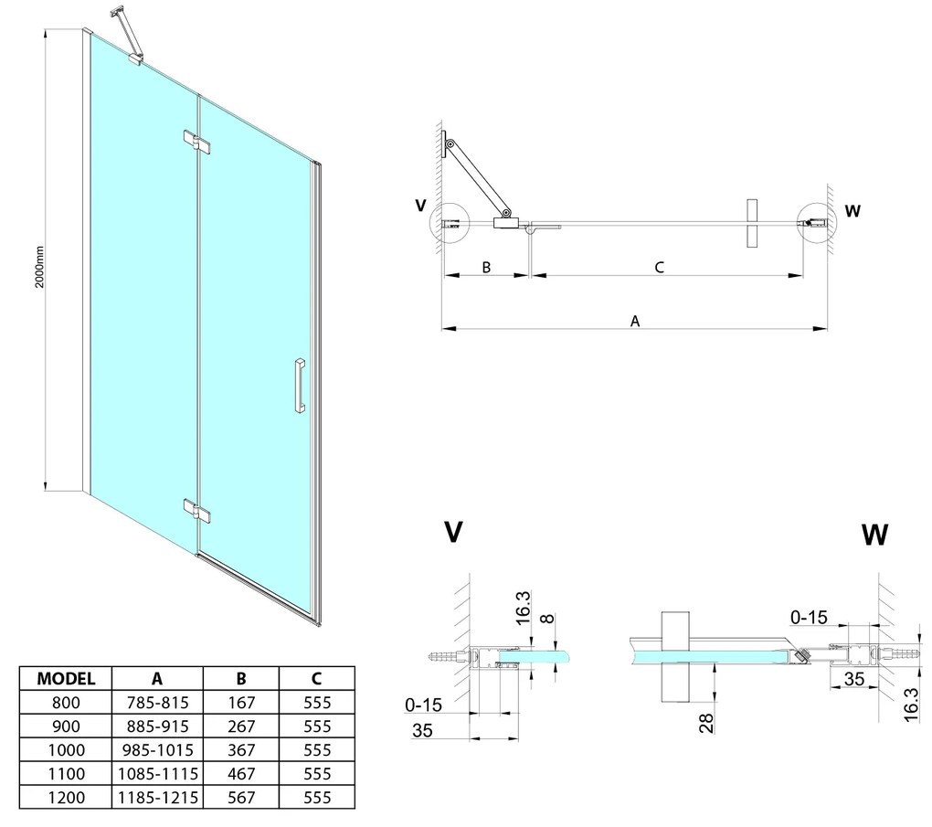 Gelco Trinity Chrom sprchové dveře do niky 120 x 200 cm otevírací pravá aluchrom sklo matné GT1212MR-CH