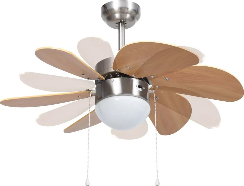 vidaXL Stropní ventilátor se světlem 76 cm světle hnědý [51489] Barva: tmavě hnědá