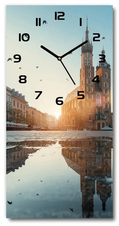 Wallmuralia Nástěnné skleněné hodiny Krakov Polsko 30x60 cm
