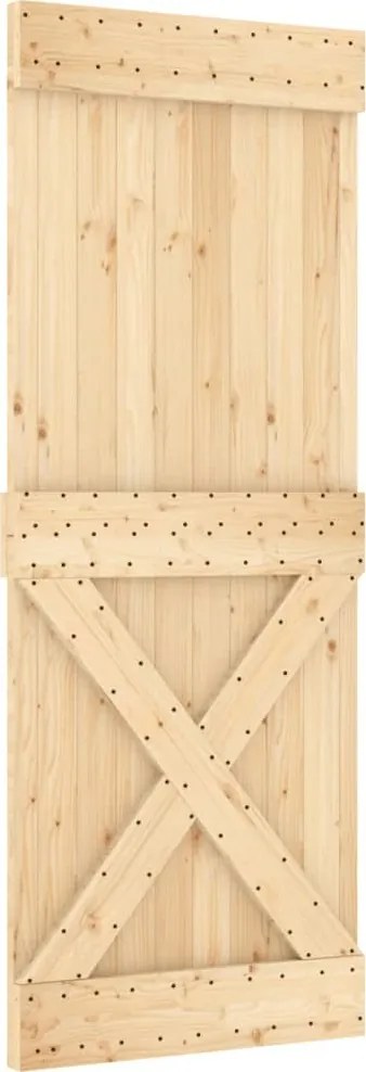 vidaXL Posuvné dveře s kováním 80 x 210 cm masivní borové dřevo [3203152]