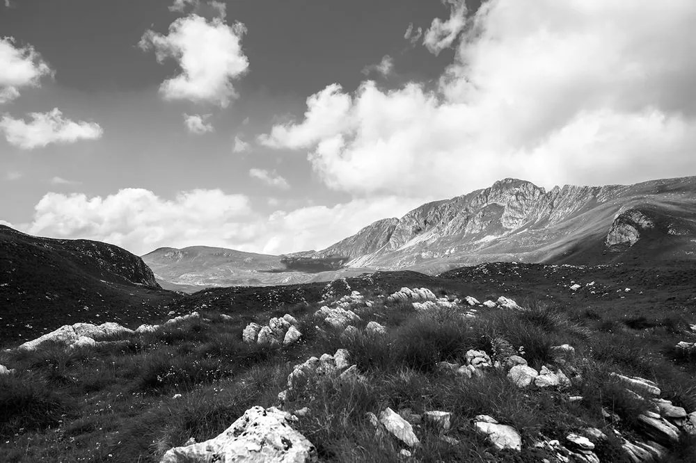 Fototapeta černobílé údolí v Černé Hoře