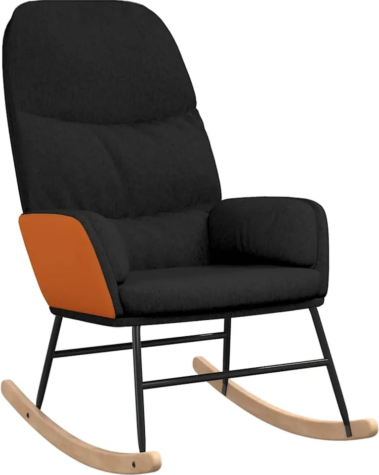 Houpací křeslo se stoličkou černé textil 3097406