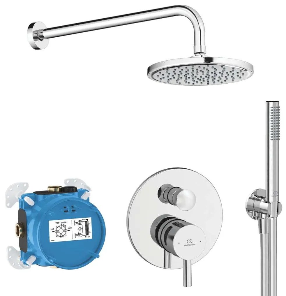 Ideal Standard CeraLine - Sprchový set s baterií pod omítku, s tělesem, průměr 20 cm, chrom BD193AA