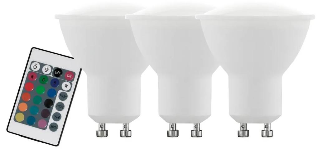 Sada stmívatelných LED žárovek, GU10, 5W, 250lm, teplá bílá + RGB Eglo LM_LED_GU10 10687