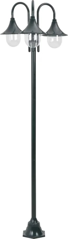 Zahradní sloupová lampa 3 ramena - hliník - zelená | 220 cm