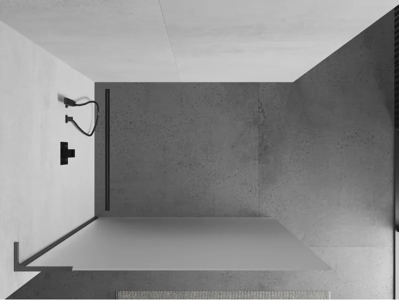 Mexen Kioto L, sprchová zástěna Walk-In 100 x 200 cm, 8mm sklo námraza, grafitový profil, 800-100-103-95-30