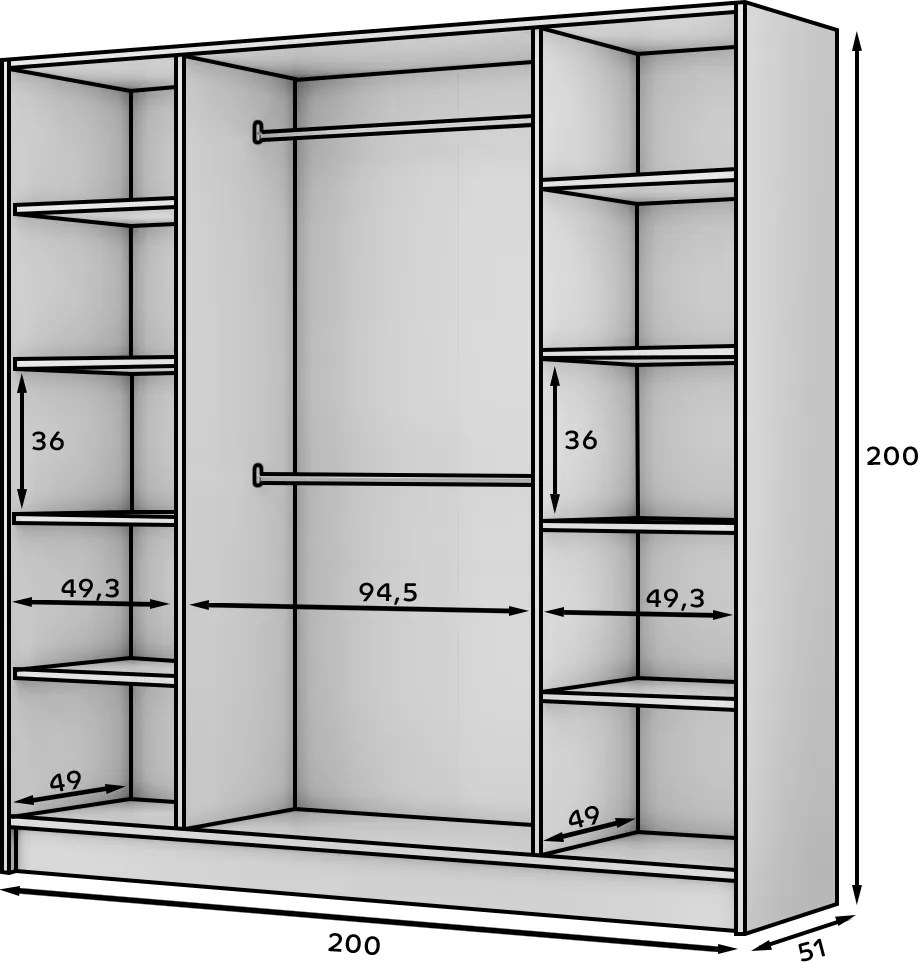ADRK Furniture Palladio 200 Otočná skříň ADRK-W-PAL-200-WB