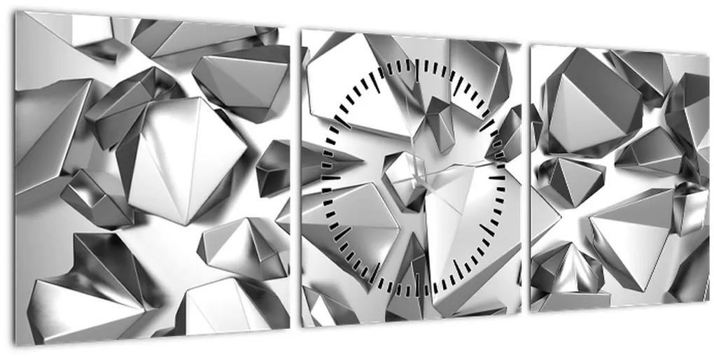 Obraz 3D abstrakce (s hodinami) (90x30 cm)