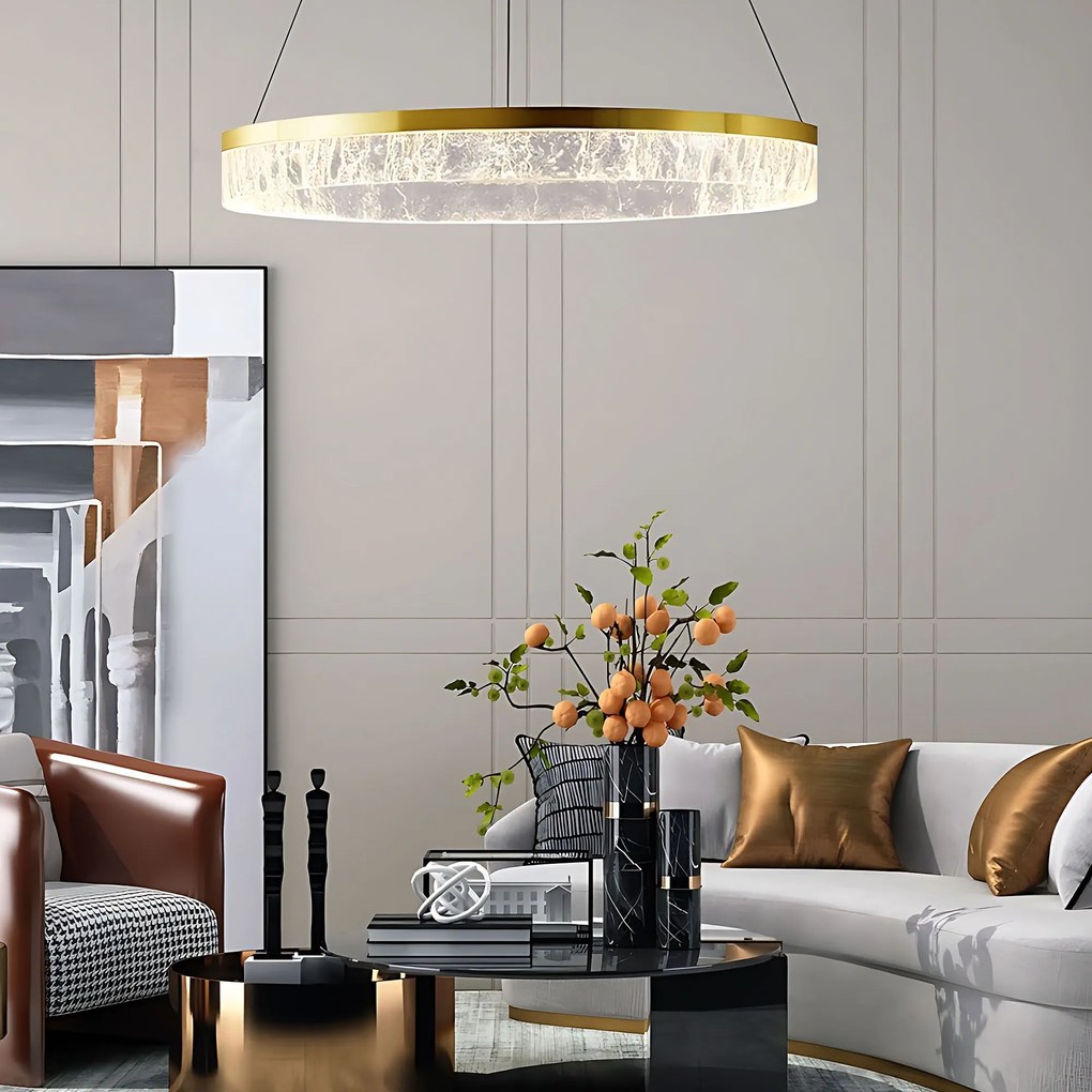Toolight Toolight, LED závěsné osvětlení 80cm, 50W, 3000K, LHJ047-CP, zlatá lesklá, OSW-50022