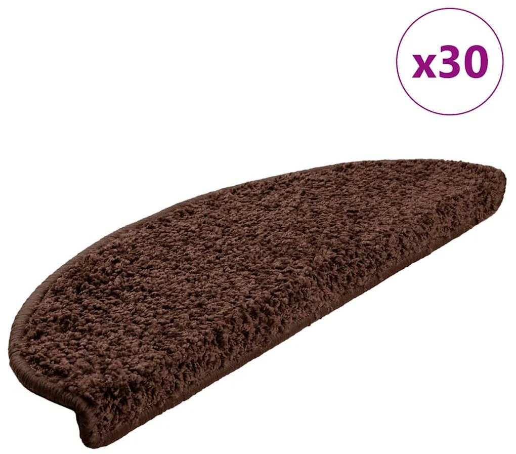 Schodové rohože 30 ks 65 x 21 x 4 cm hnědé, půlkulaté, velké 3365815