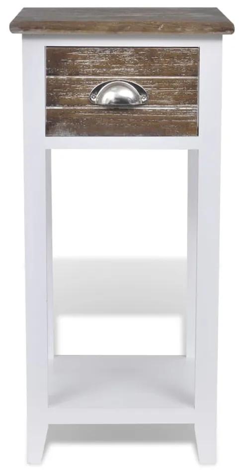 vidaXL Noční stolek s 1 zásuvkou hnědý a bílý