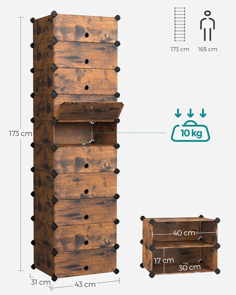 Modulární botník Vasagle Bankow hnědý/černý