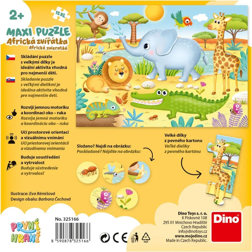 Dino První hraní Africká zvířátka maxi puzzle 15 dílků