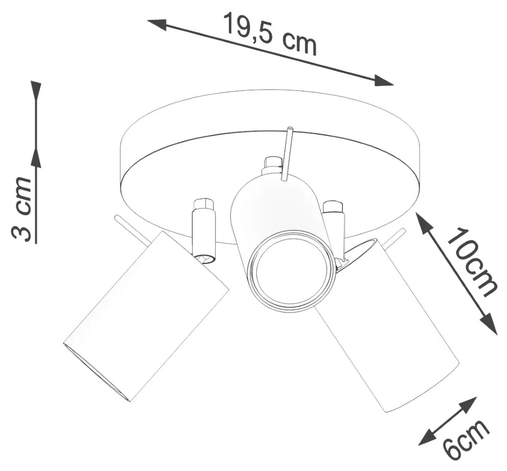 Stropní svítidlo Ring, 3x oranžové kovové stínítko, (možnost polohování)