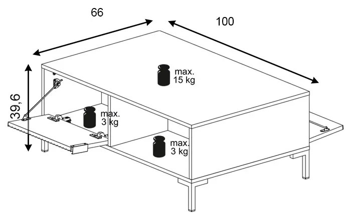Konferenční stolek Flinn 100 cm černý