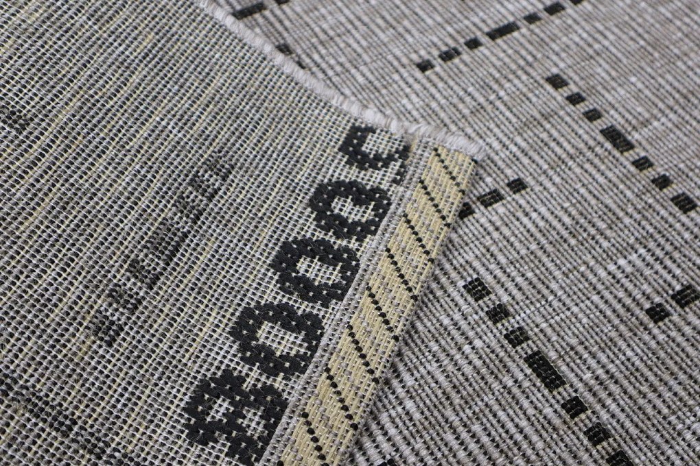 Devos Caby (DC Carpets), Kusový koberec FLOORLUX Silver/Black 20008 – na ven i na doma, 120x170, šedá, chodba / předsíň
