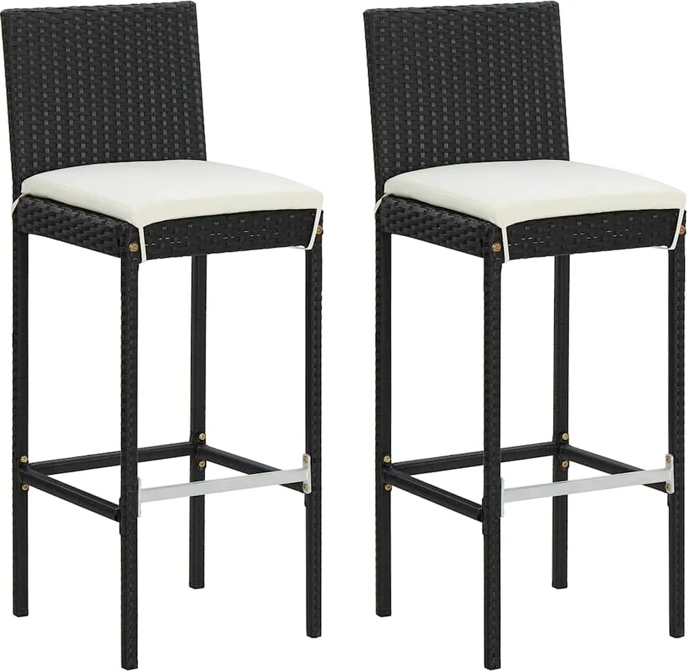 3dílný zahradní barový set s poduškami polyratan černý 3064792