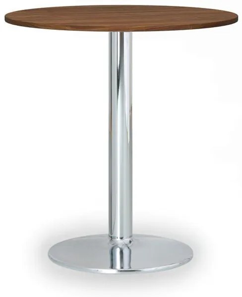 Konferenční stolek FILIP II, průměr 80 cm, chromovaná podnož, ořech
