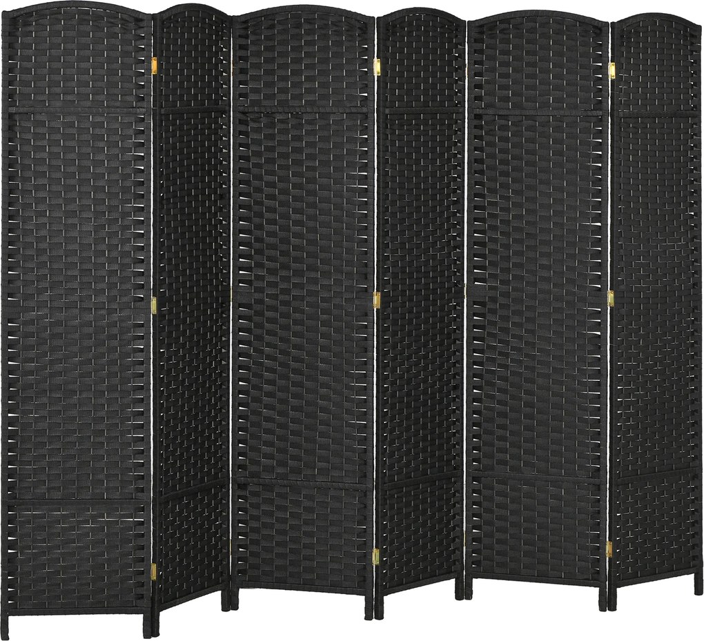 HOMCOM Skládací rozdělovací stěna 6-panelová 240x170 cm - Záclona pro soukromí do obývacího pokoje, ložnice, kanceláře - černá