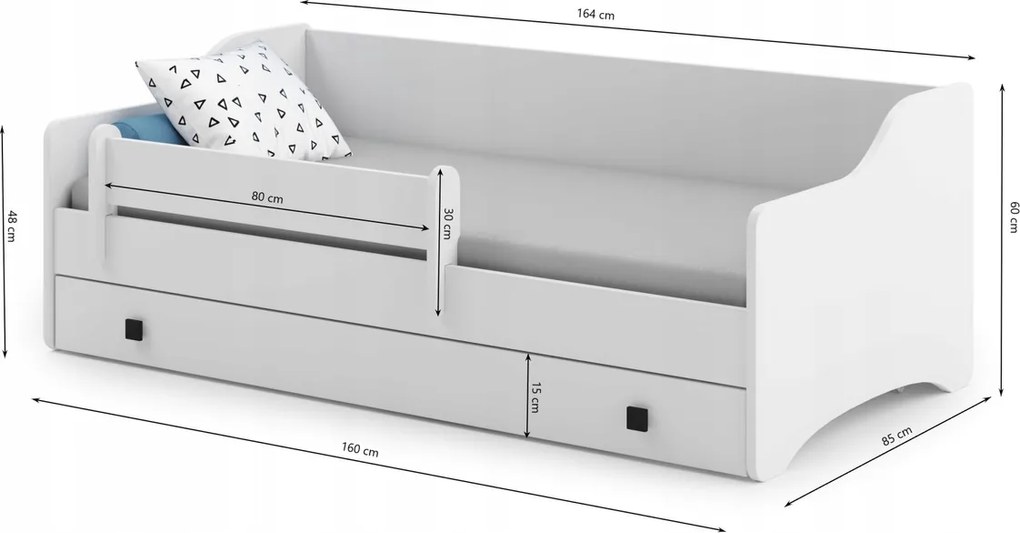 ADRK Furniture Postel s matrací NAOMI 160x80 CH-NAO-160-E1802
