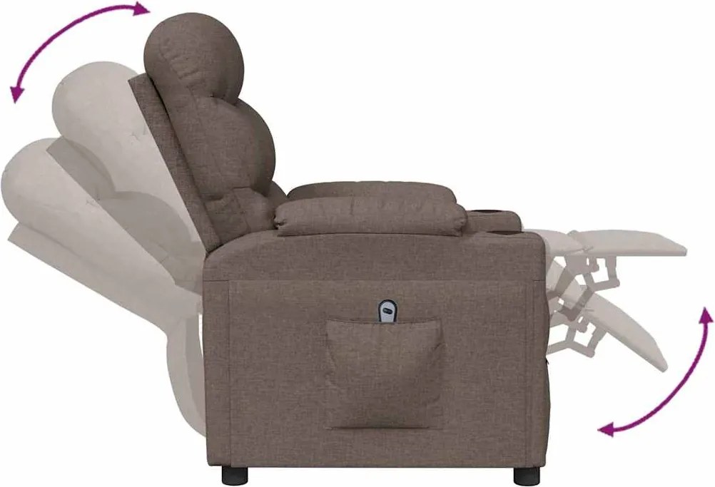 Elektrické polohovací křeslo taupe textil 3143499