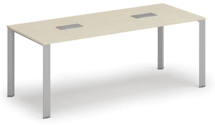 Stůl INFINITY 2000 x 900 x 750, bílá + 2x stolní zásuvka TYP II, stříbrná