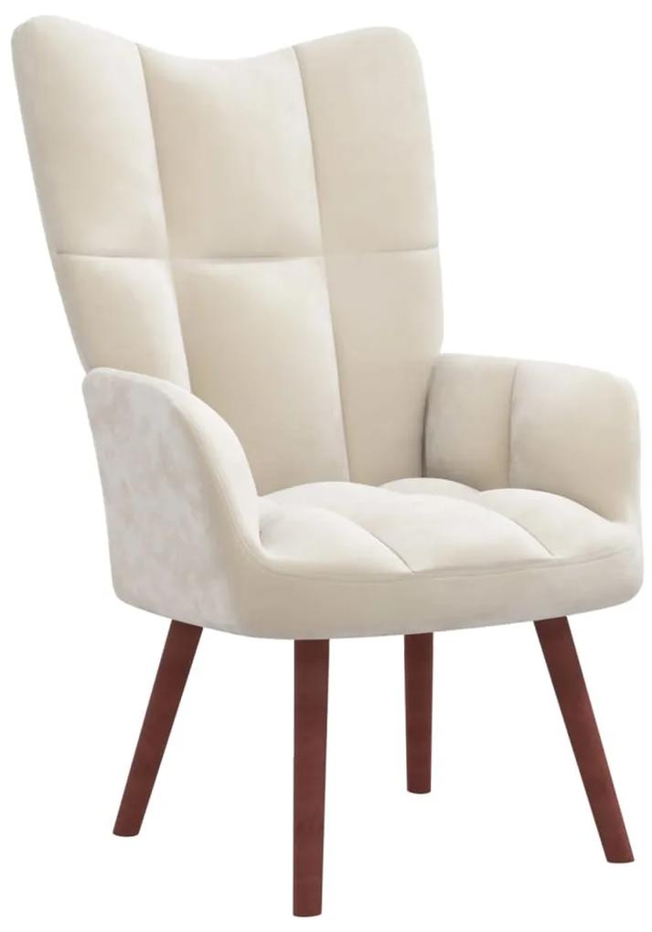 Relaxační židle krémově bílá samet,  328060