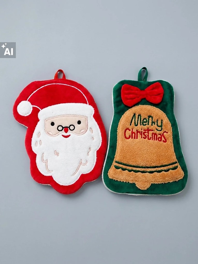 Sinsay - Sada vánočních ručníků ve tvaru Santa Clause a zvonku 2 pack - vícebarevná