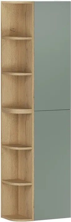 Závěsná vysoká koupelnová skříňka Aster I 160 cm zelená/dub cremona