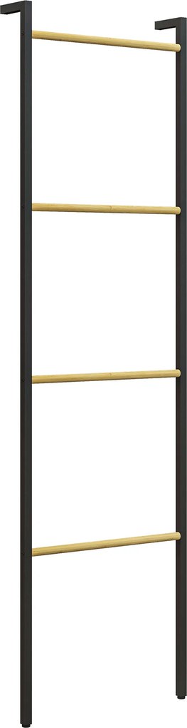 HOMCOM Žebřík na ručníky 49 x 167,5 cm Držák na ručníky se 4 tyčemi šetřící místo na ručníky oblečení deky noviny z oceli Černá | Aosom.de