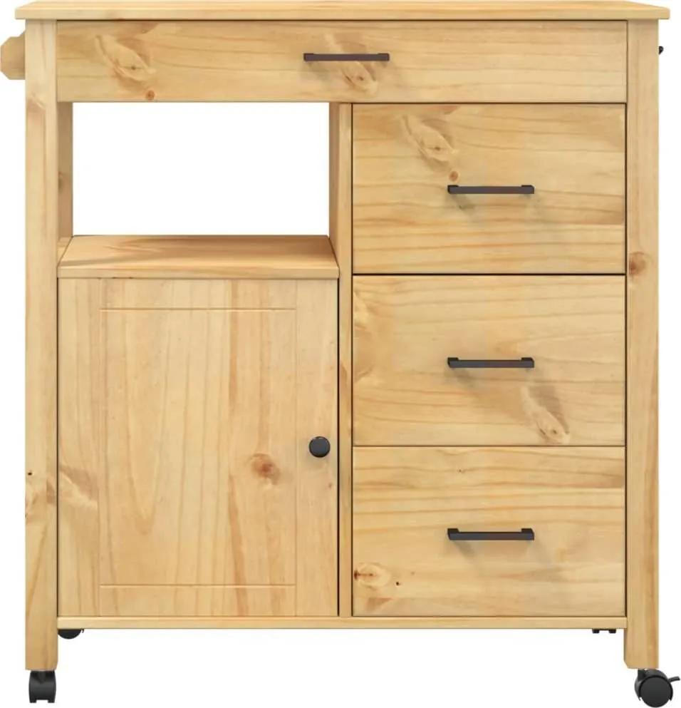 vidaXL Kuchyňský vozík MONZA 84 x 40 x 90 cm masivní borové dřevo [376109] Barva: Hnědá