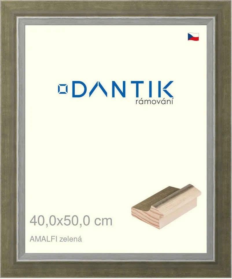DANTIK rámeček 40x50 | AMALFI zelená (Sklo Čiré)