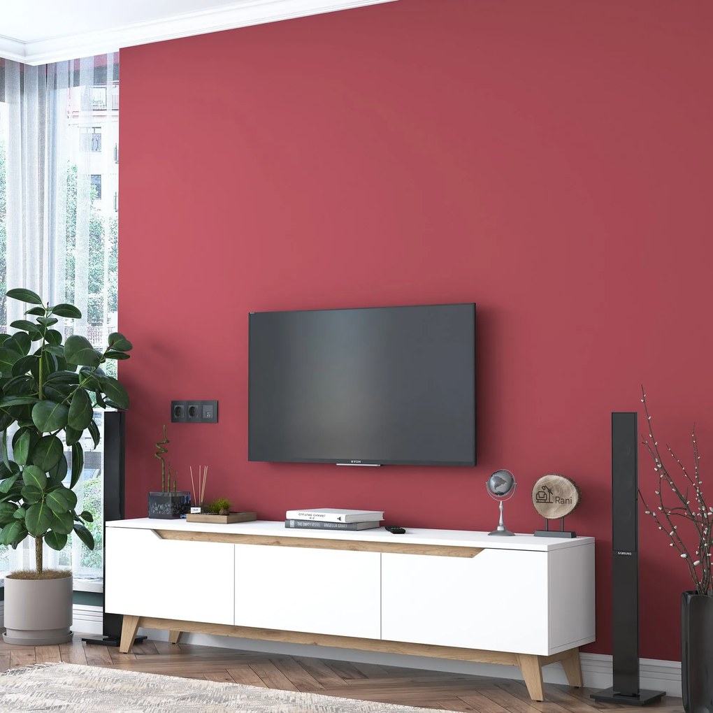 Hanah Home TV stolek D1 - 2472, Bílá, Ořech