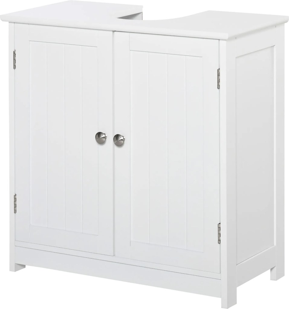 Kleankin koupelnová skříňka - skříňka pod umyvadlo - dvoudvéřová skříň s policí - 60 Š x 30 H x 60 V cm - bílý dřevo | Aosom
