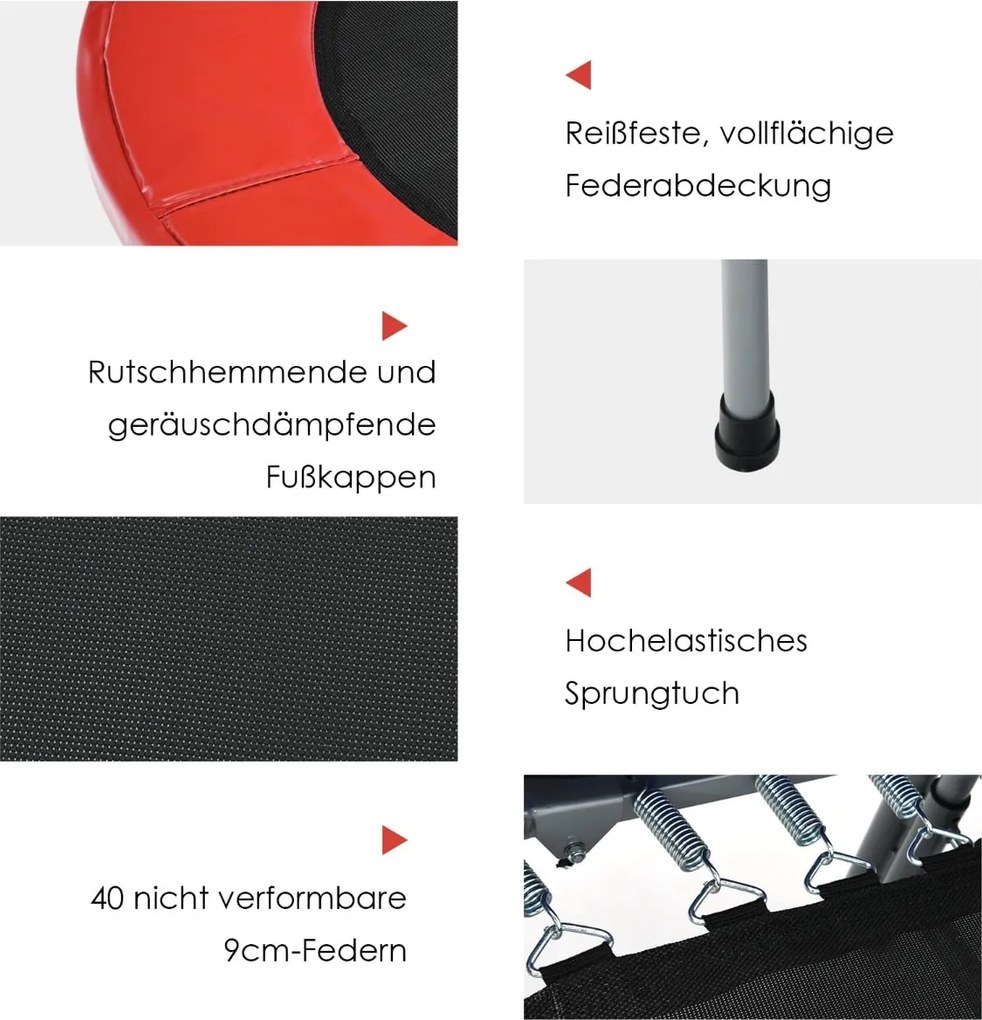 Costway Dvojitá trampolína skládací fitness trampolína s nastavitelným madlem
