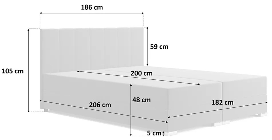 Postel dvoulůžko BOXSPRING EDIT + topper v ceně | 180x200 | 16 šedé