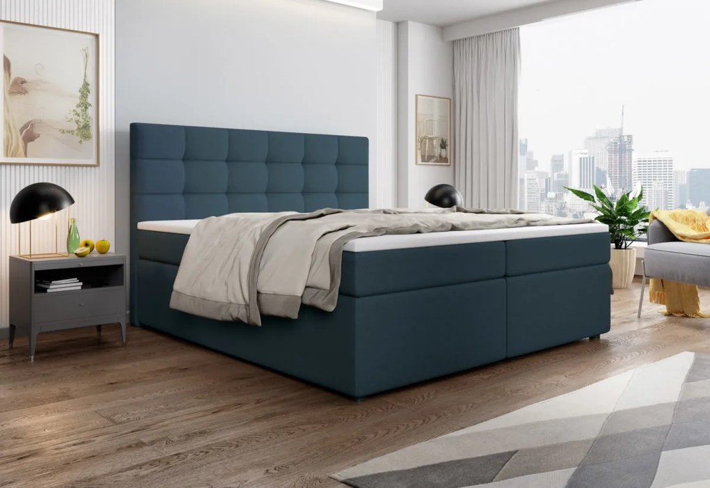 Expedo Čalouněná postel boxspring SALMA + topper, 160x200, inari 87