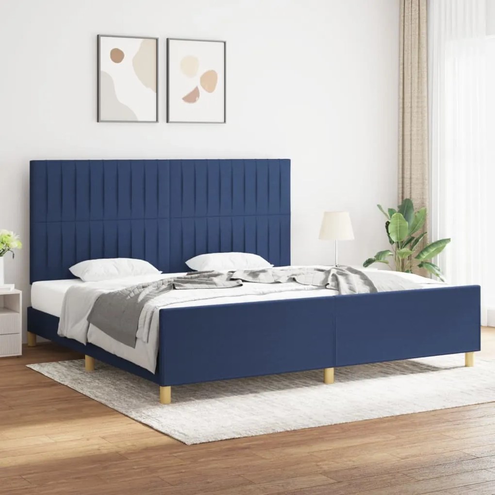 Rám postele bez matrace modrý 200 x 200 cm textil 3125249