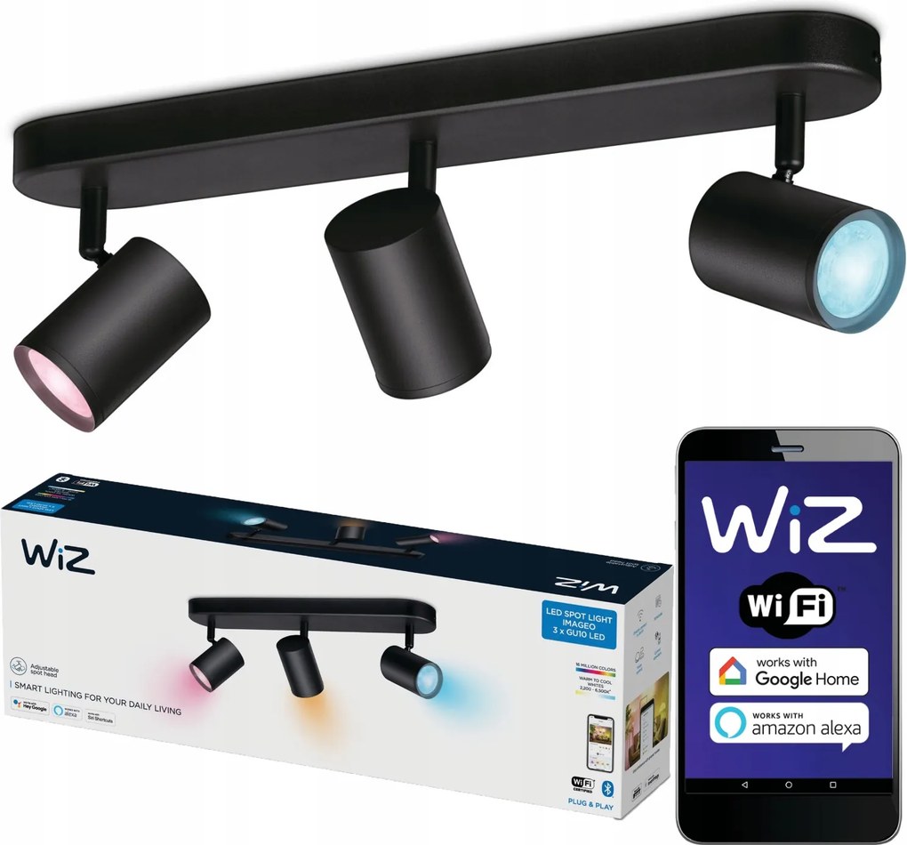 stropní svítidlo Led Reflektor Spot Szyna 3x 5W Bílá Tw Rgb Smart WiFi WiZ