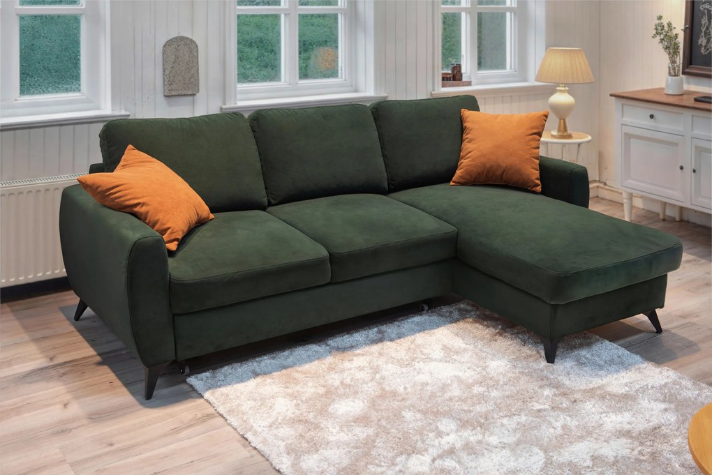 XXXLutz ROHOVÁ ROZKLÁDACÍ POHOVKA, kov, textil, kompozitní dřevo, tmavě zelená MID.YOU - Online Only sedačky - 000694010110