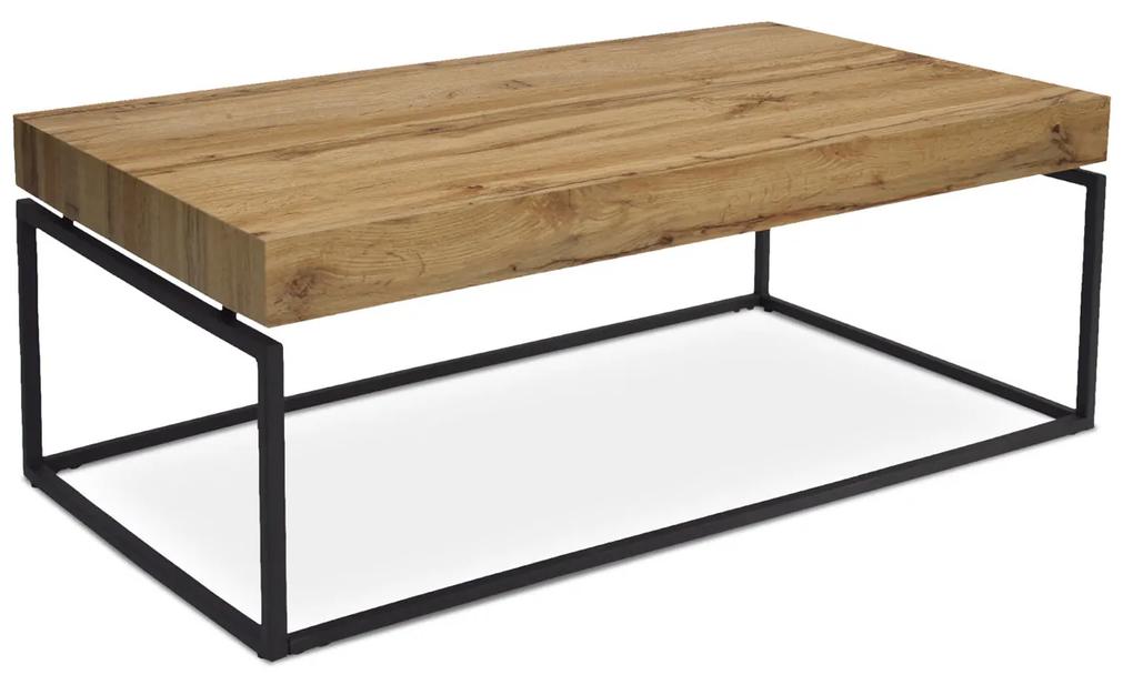 Konferenční stolek WIL-OAK I, š. 110cm, divoký dub/kov - černý mat