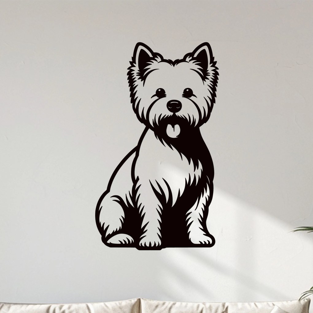 dřevo života Dřevěný obraz West highland white teriéra Zvolte rozměr (cm): 24x40, Zvolte barvu dekoru: Bílá