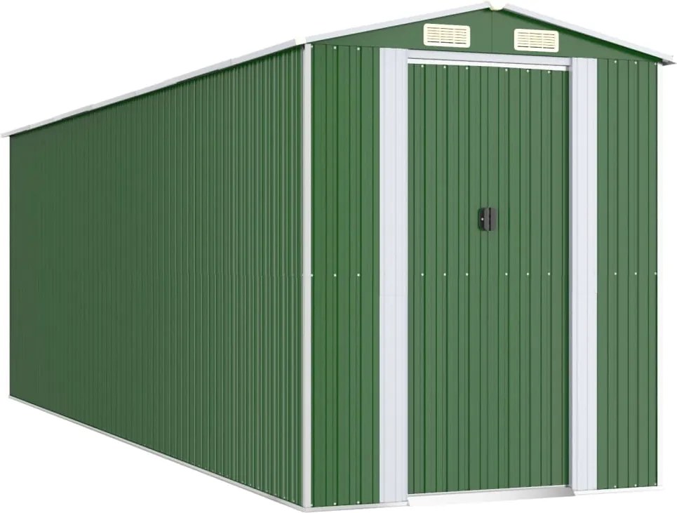 Zahradní kůlna zelená 192x606x223 cm pozinkovaná ocel 3147432