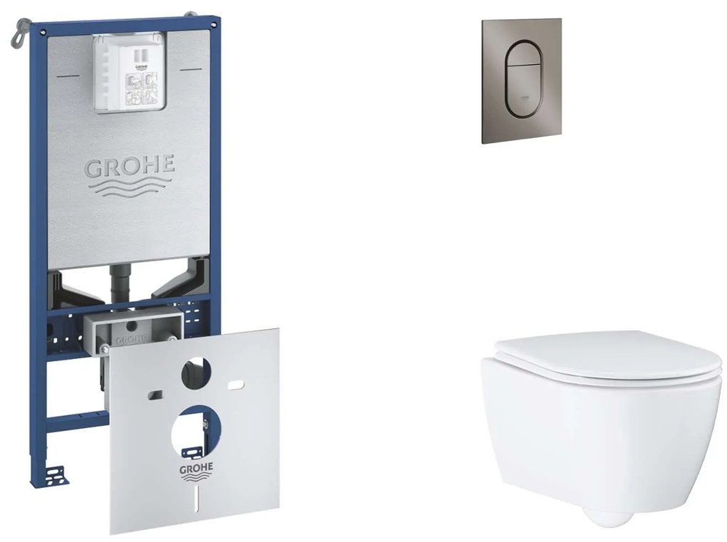 Grohe Rapid SLX - Set předstěnové instalace, klozetu, sedátka SoftClose a tlačítka Arena Cosmopolitan S, kartáčovaný Hard Graphite SANI11BB5112